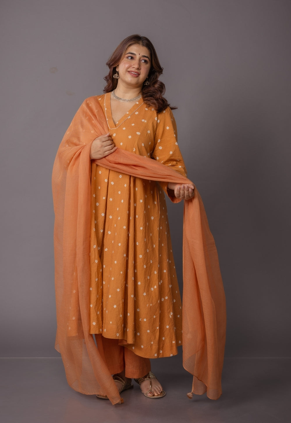 Rosha Yellow Bandhani Cotton Kali Kurta – THE INDIAN ETHNIC CO.
