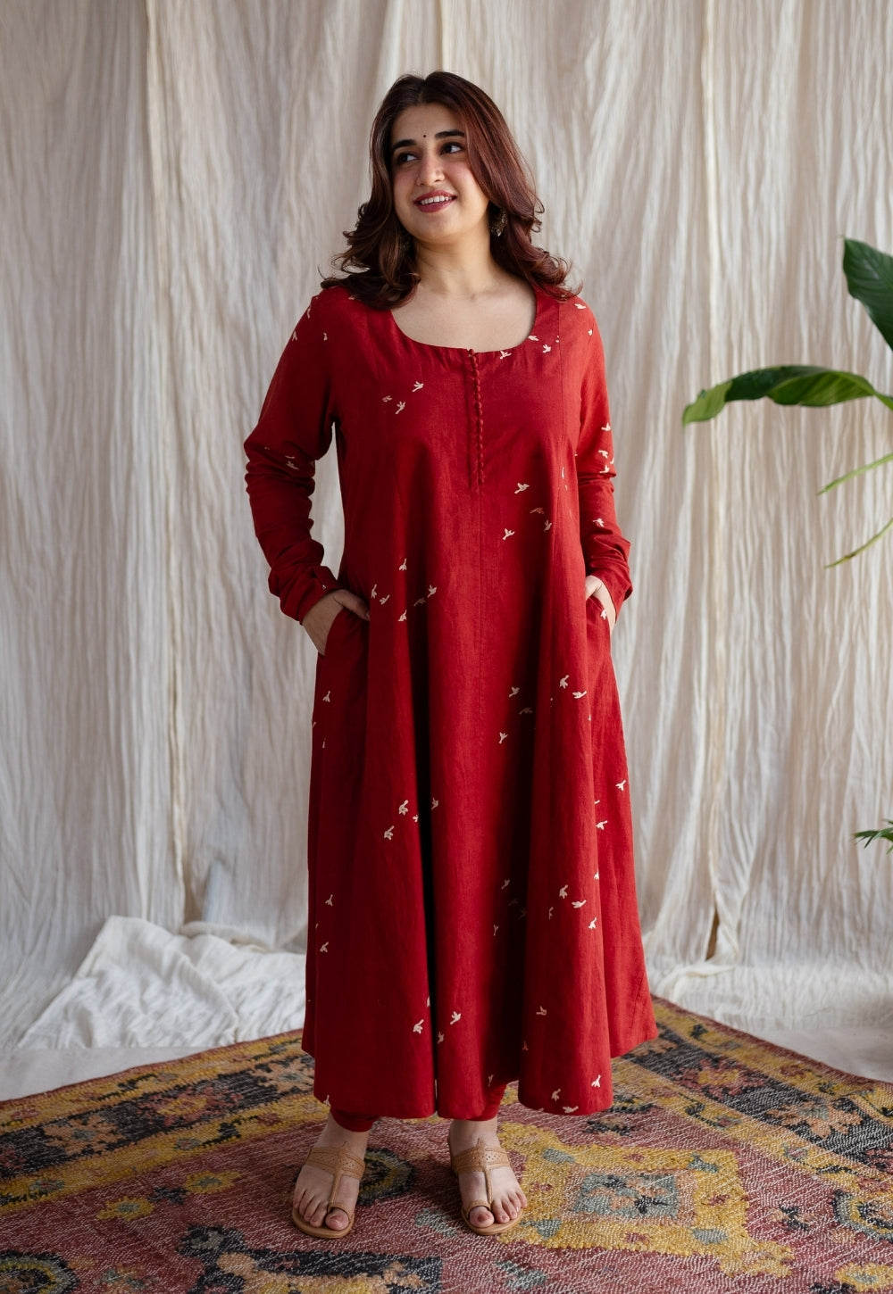 Indian Ethnic Women's Jaipur Ajrakh Cotton Maroon Kali Kurta – THE ...