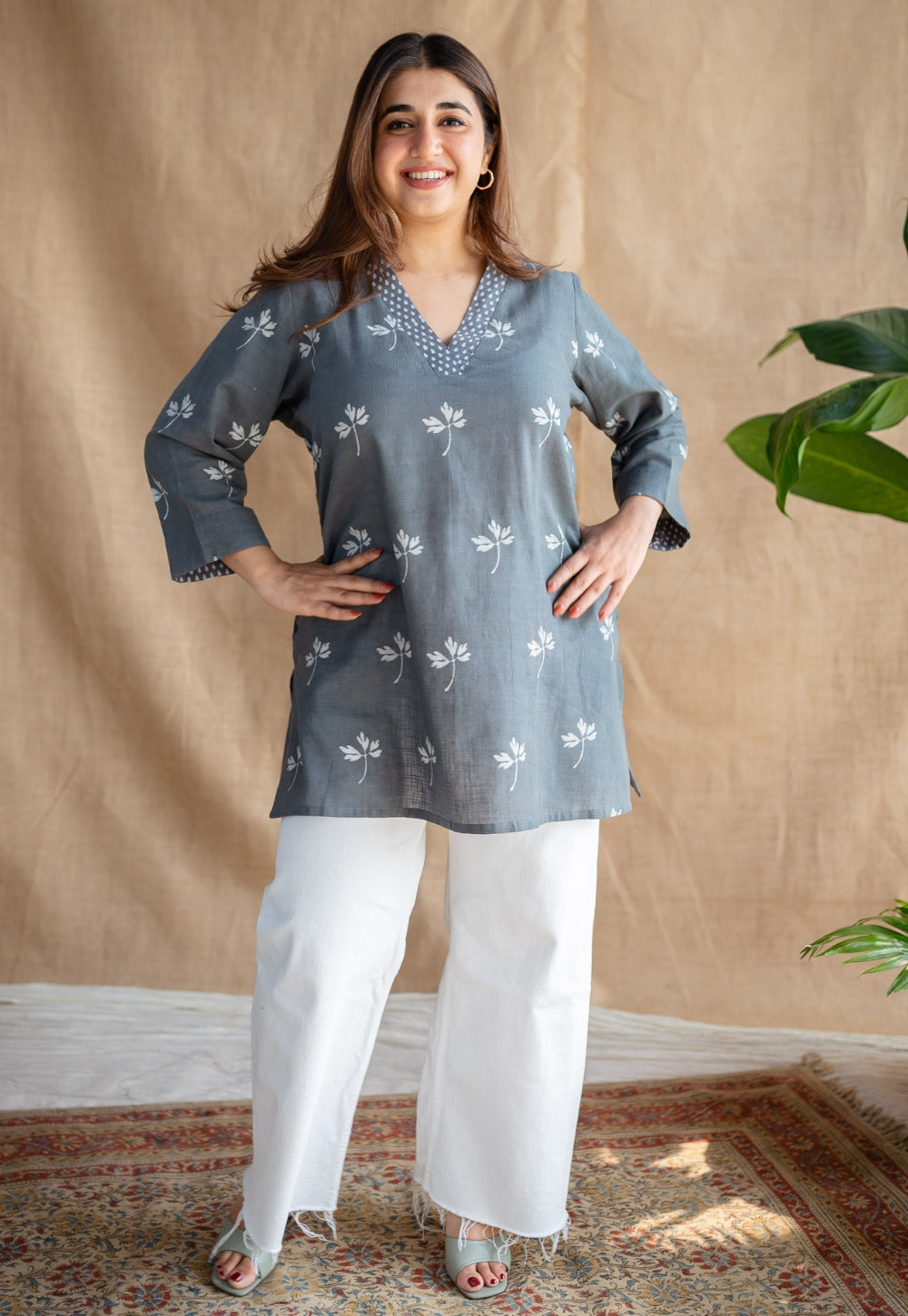 Indian Ethnic Women's Haira Dabu Slub Cotton Top – THE INDIAN ETHNIC CO.