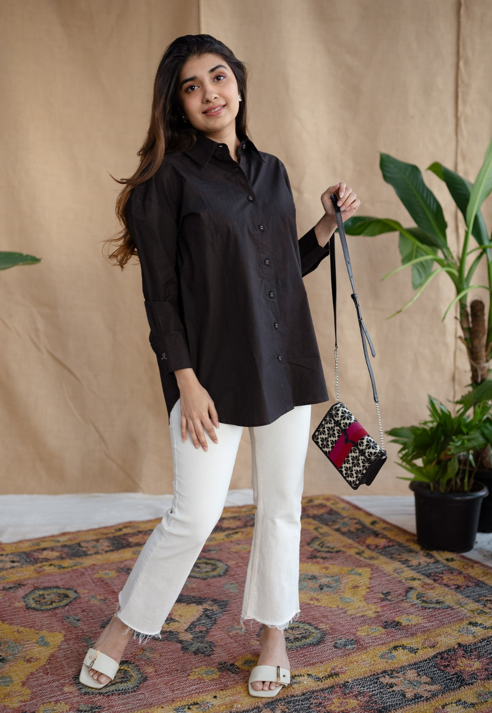 Indian Ethnic Women's TIECO DyeVerse - Black Poplin Cotton Embroidered ...
