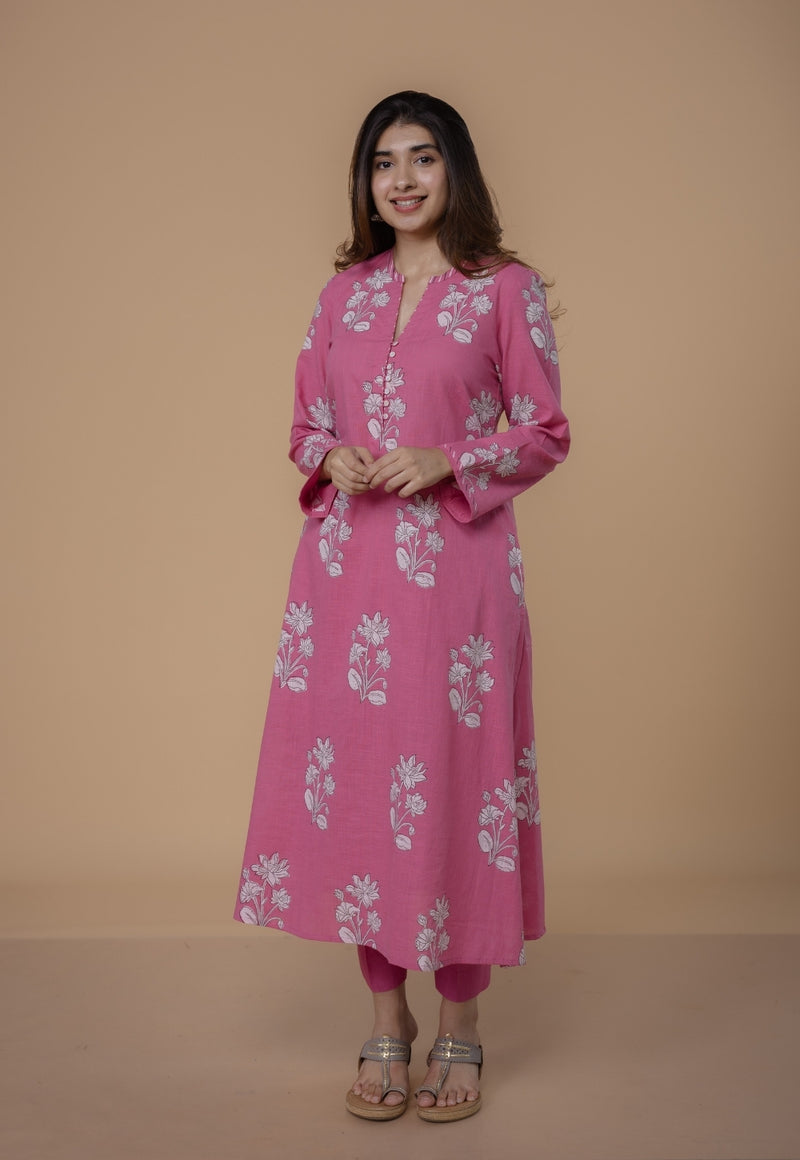 Prita Pink Solid Slub Cotton Narrow Pant – THE INDIAN ETHNIC CO.