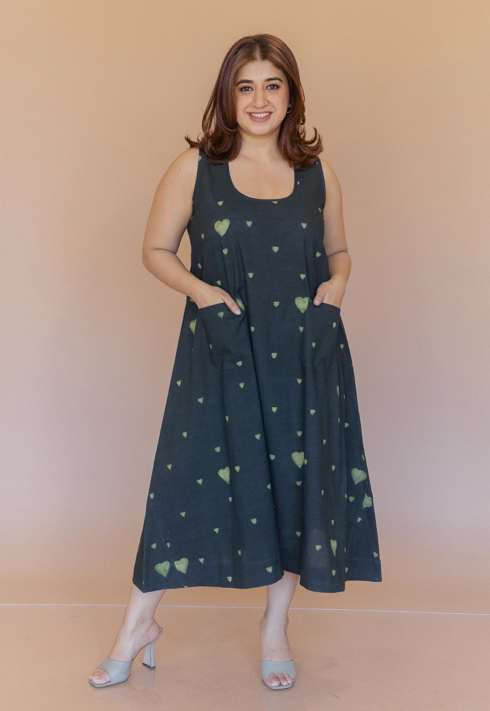 Indian Ethnic Women's Sara Green Dabu Cotton A Line Dress – THE INDIAN ...