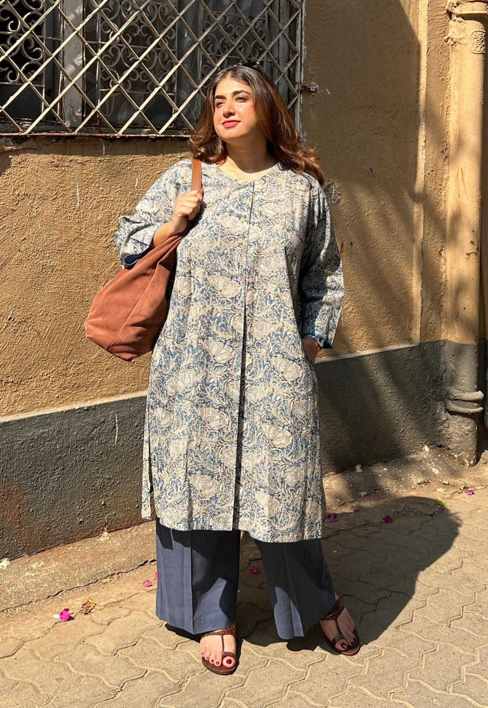 Daniya Blue Kalamkari Cotton Straight Kurta – THE INDIAN ETHNIC CO.