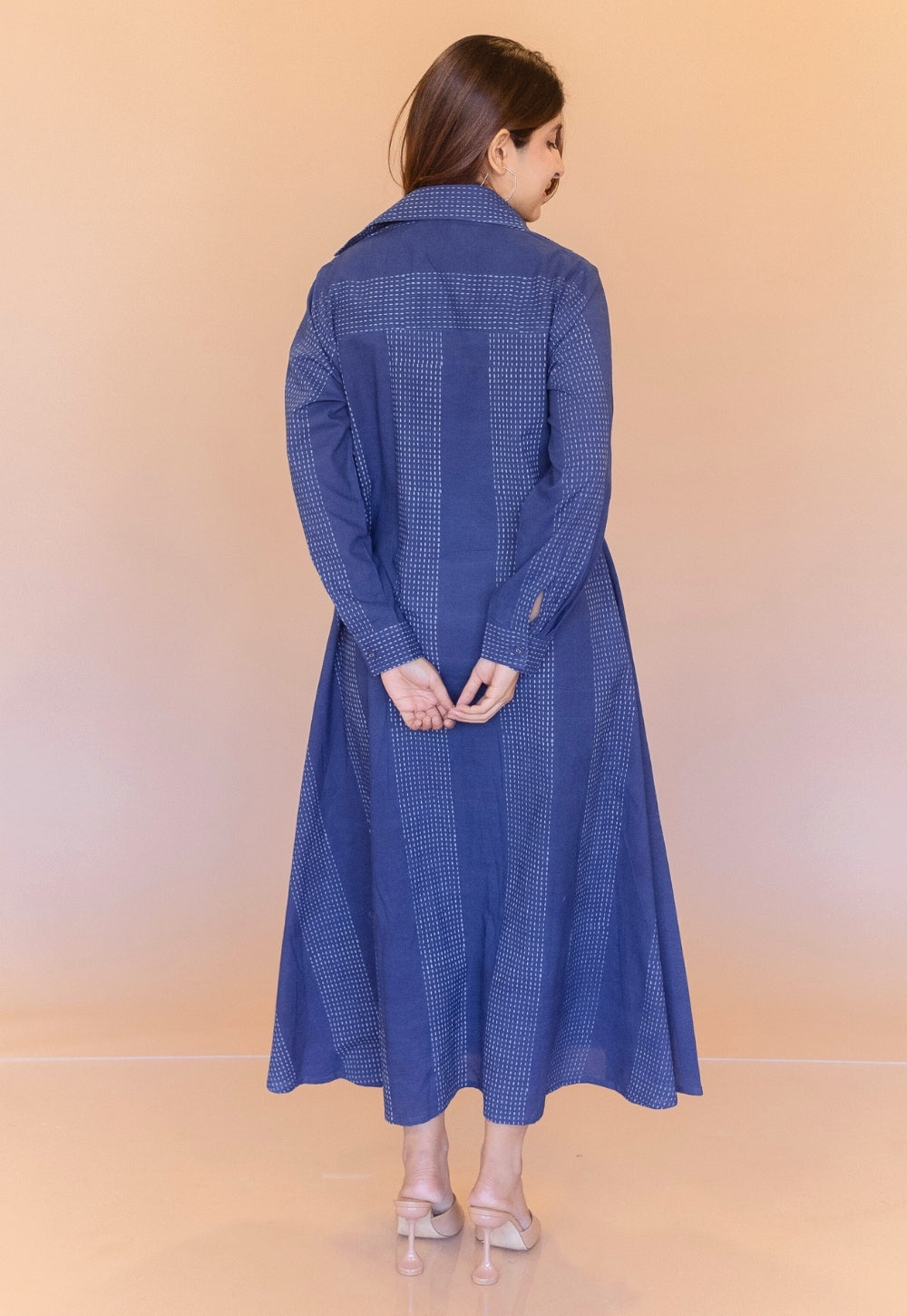 Indian Ethnic Women's Trusha Blue Dabu Cotton A Line Dress – THE INDIAN ...