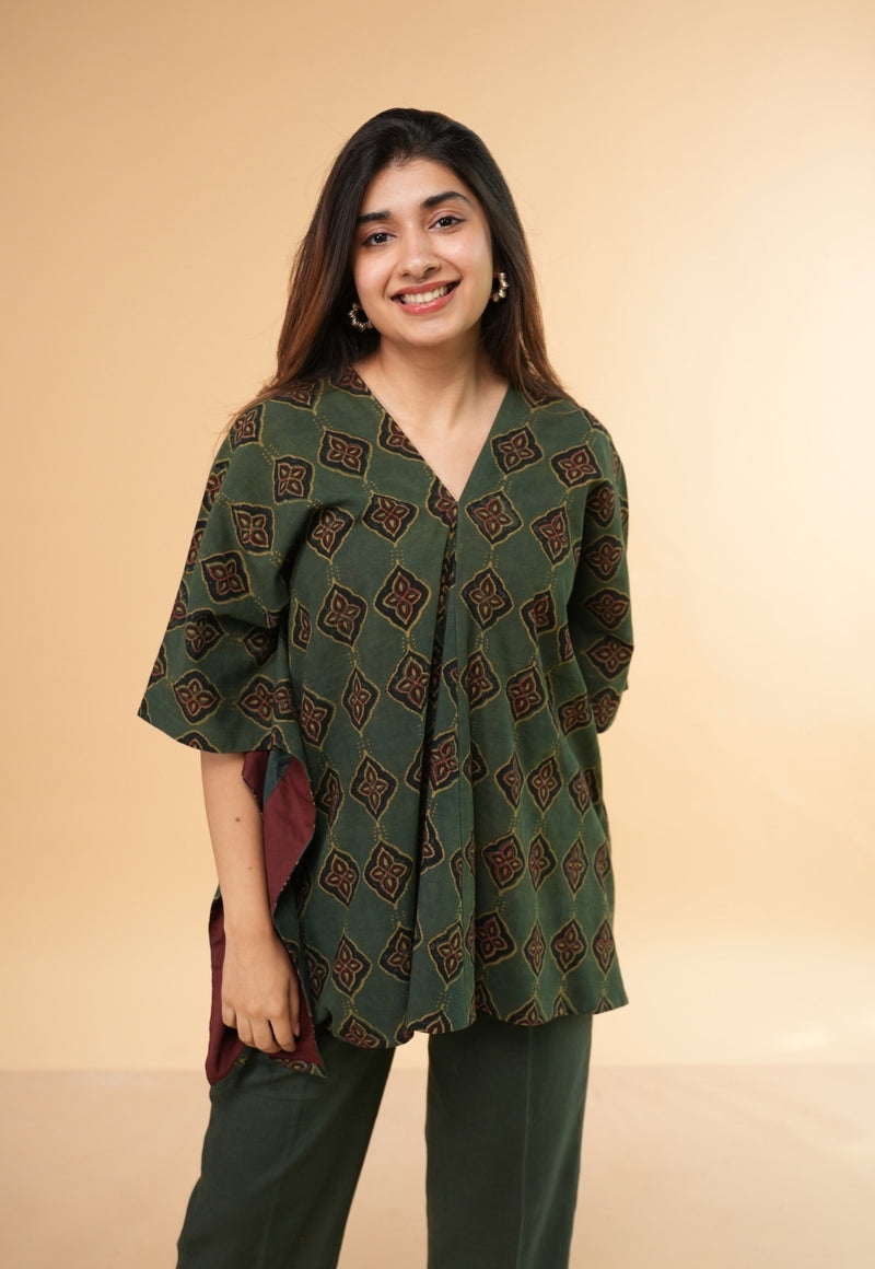 Marya Green Dabu Slub Cotton Kaftan Short Top – THE INDIAN ETHNIC CO.