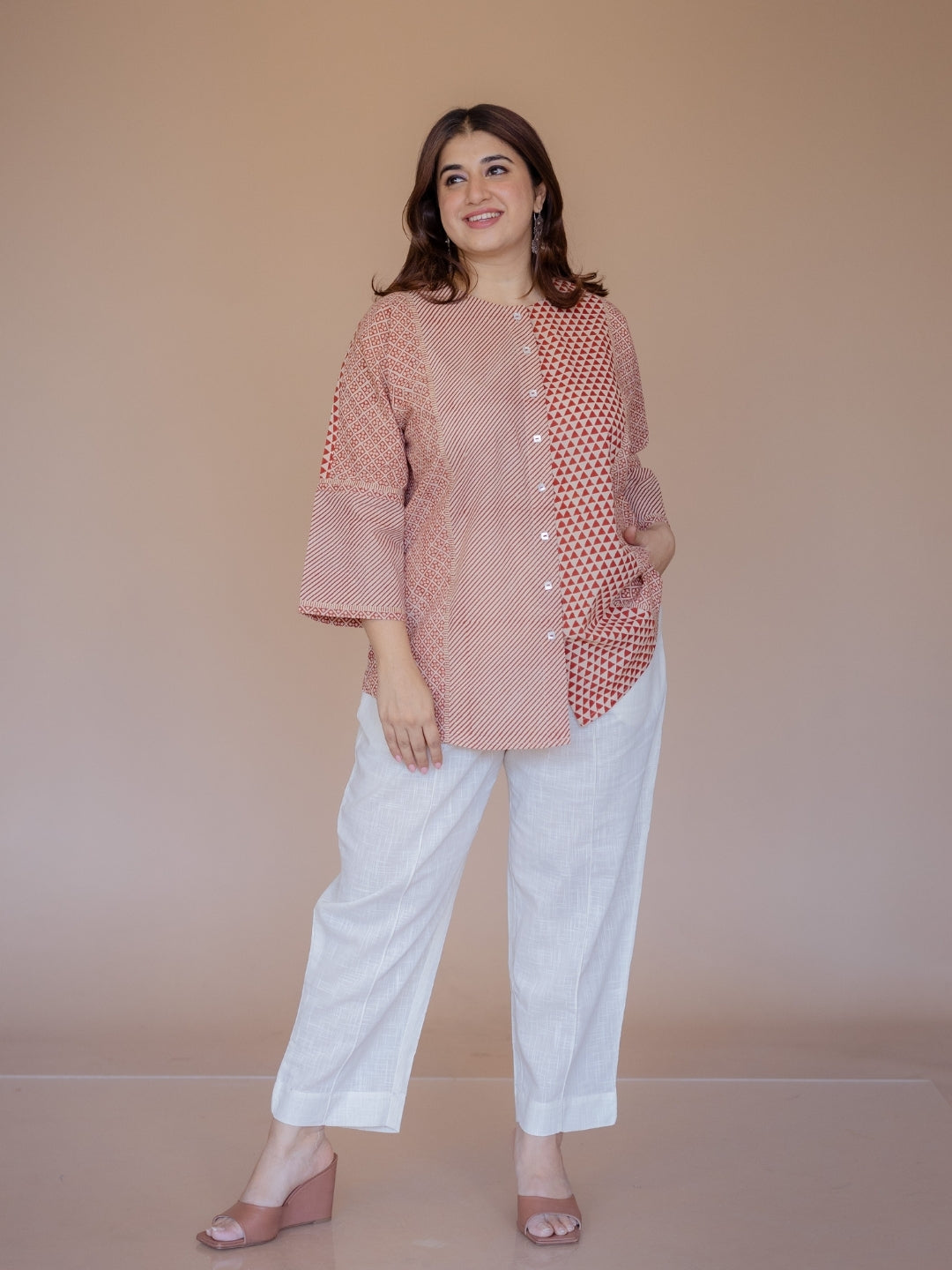 Palak Red Bagru Cotton Anti- Fit Short Top – THE INDIAN ETHNIC CO.