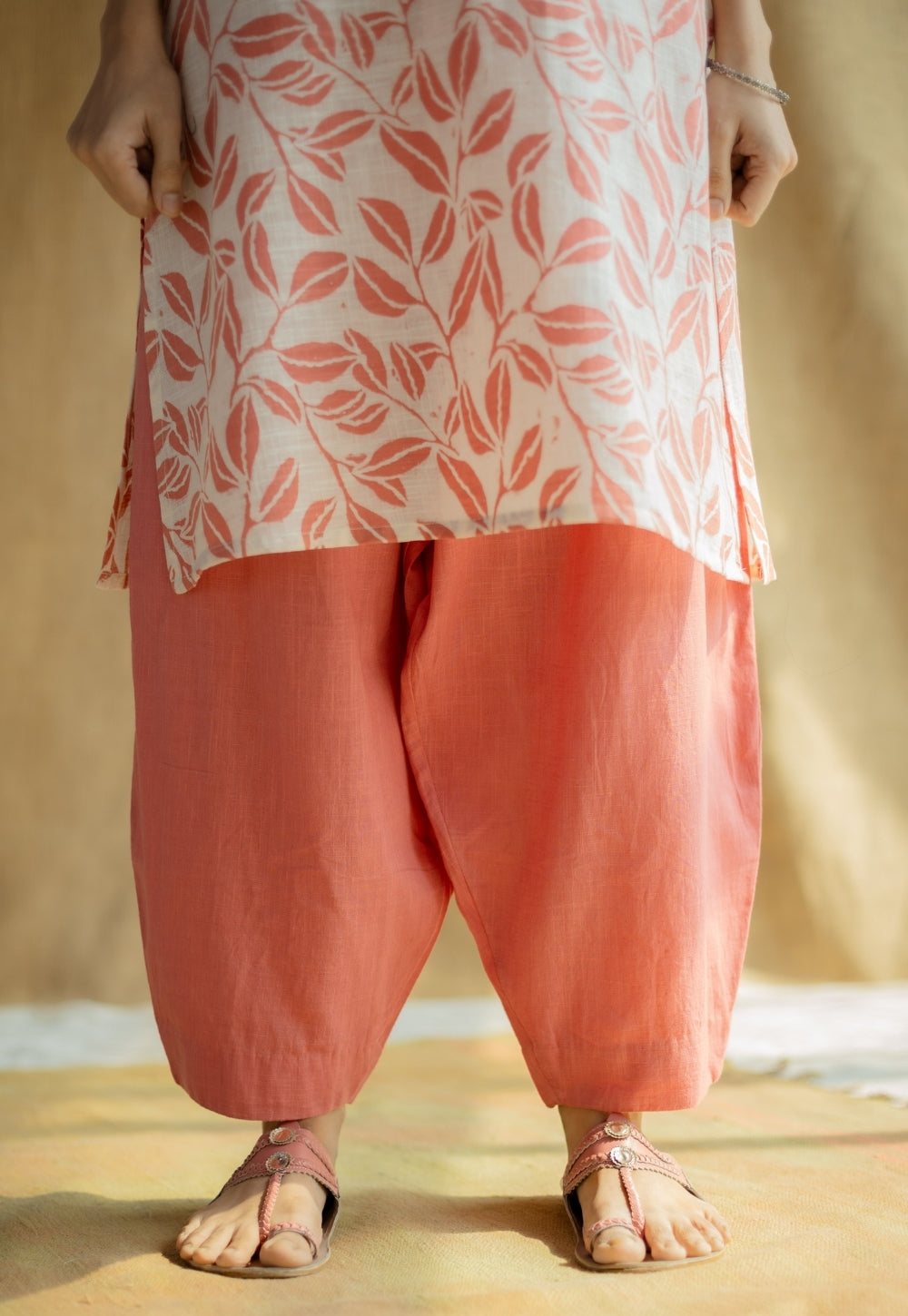 Indian Ethnic Women's Tarin Coral Solid Slub Cotton Afghan Pant – THE ...