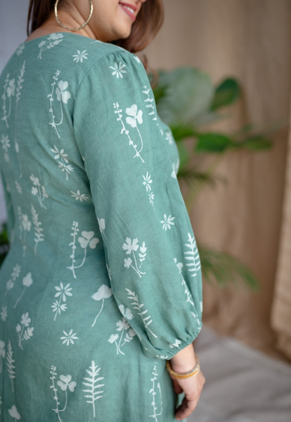 INDIAN ETHNIC WOMEN'S Taima Dabu Slub Cotton Dress – THE INDIAN ETHNIC CO.