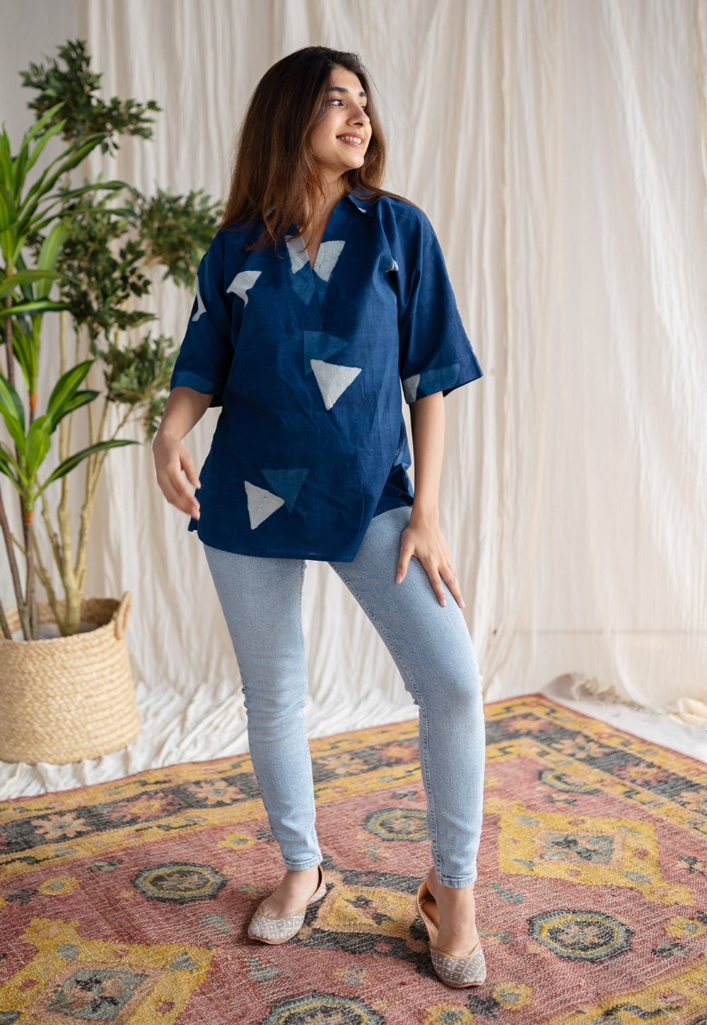 Indian Ethnic Women's Zafira Dabu Cotton Top – THE INDIAN ETHNIC CO.