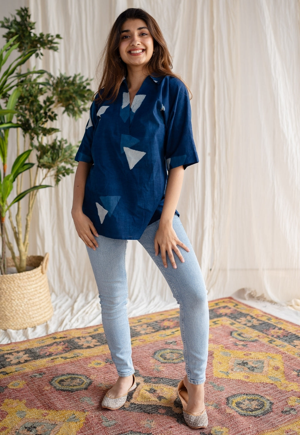 Indian Ethnic Women's Zafira Dabu Cotton Top – THE INDIAN ETHNIC CO.