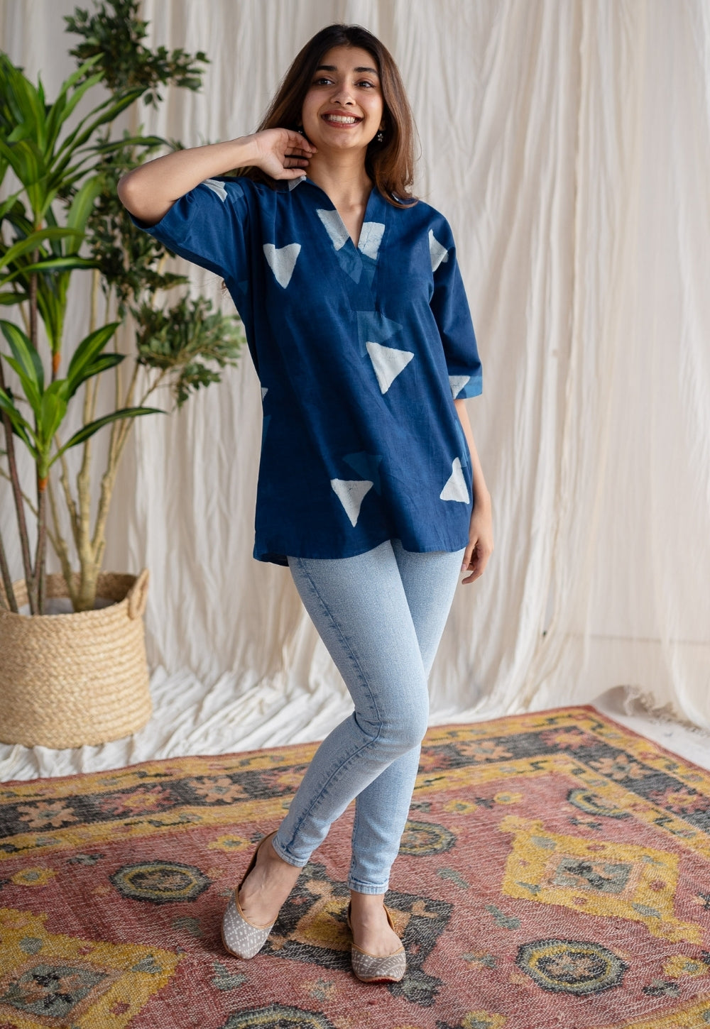 Indian Ethnic Women's Zafira Dabu Cotton Top – THE INDIAN ETHNIC CO.