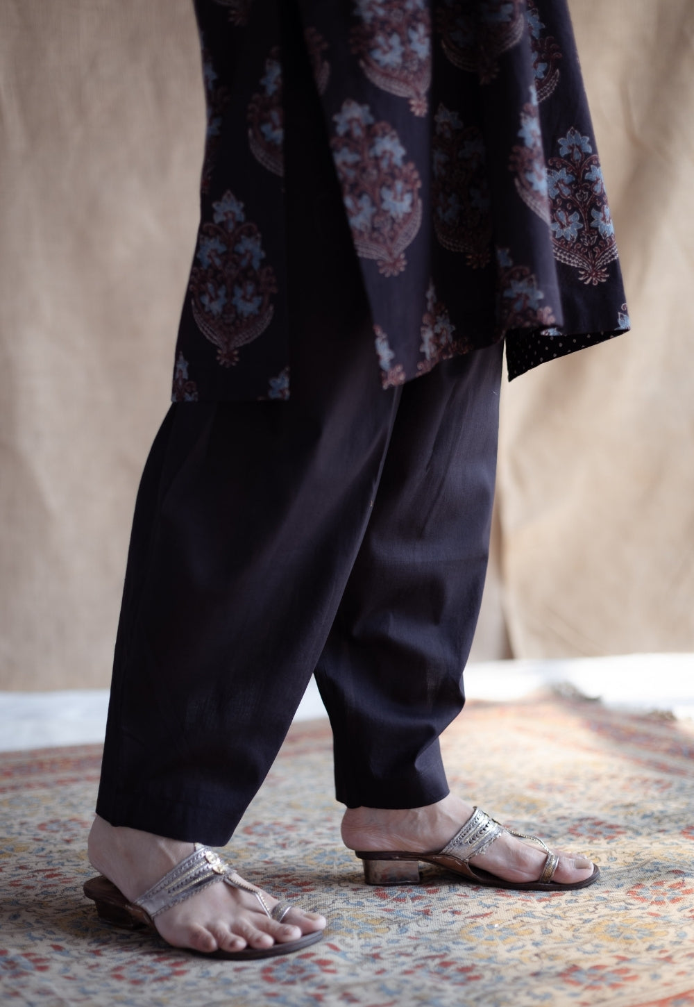 Indian Ethnic Women's Tarin Black Slub Cotton Afghan Pant – THE INDIAN ...