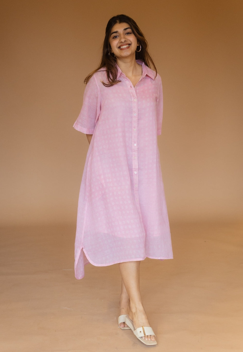 Shama Pink Batik MulMul A Line Dress with Slip – THE INDIAN ETHNIC CO.