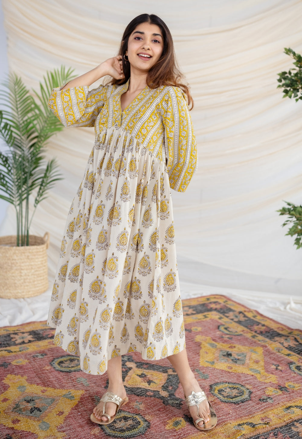 Indian Ethnic Women's Anaisha Bagru Cotton Dress – THE INDIAN ETHNIC CO.