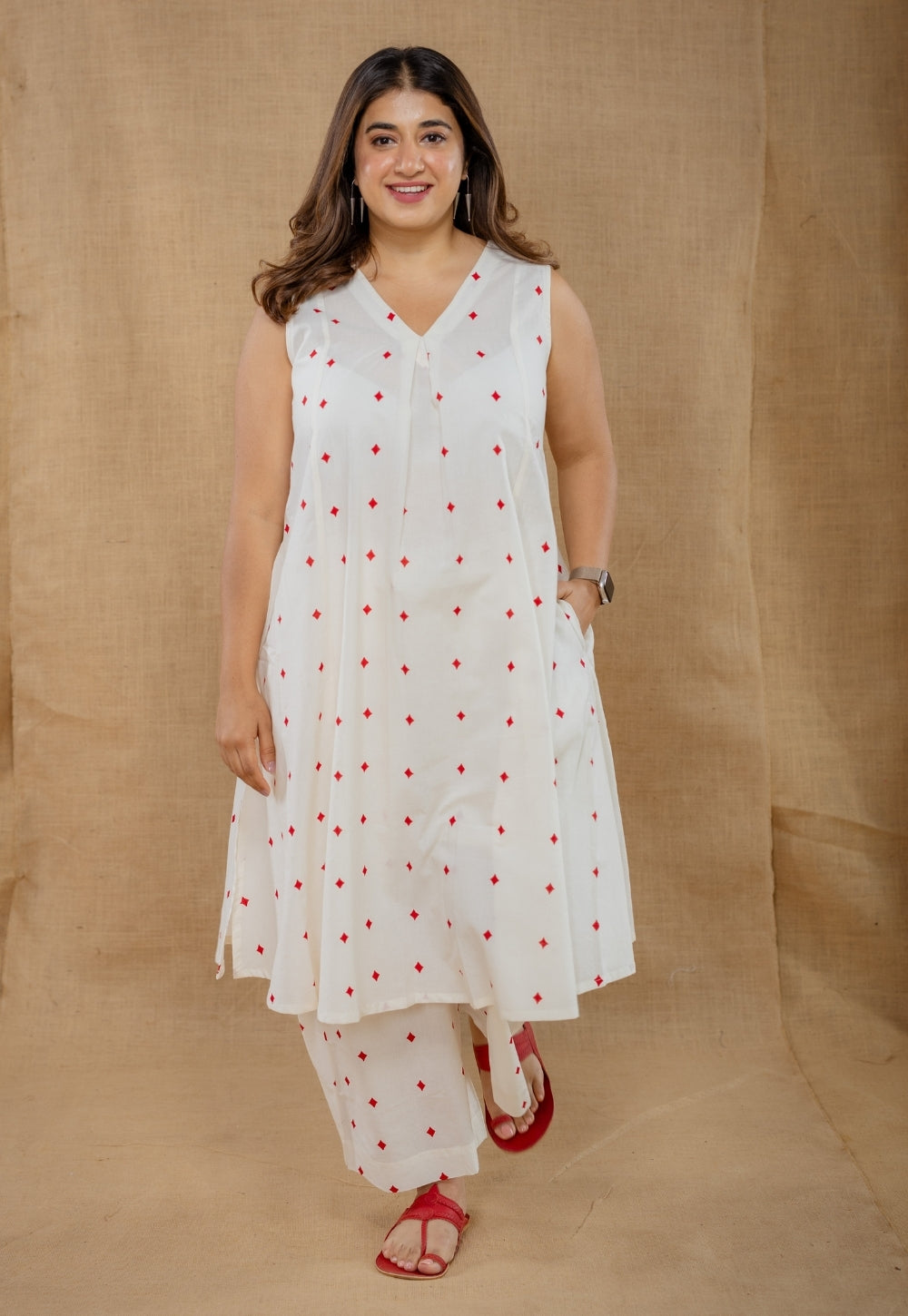 Raahi White Hand Block Print Cotton A Line Co-Ord Set – THE INDIAN ...