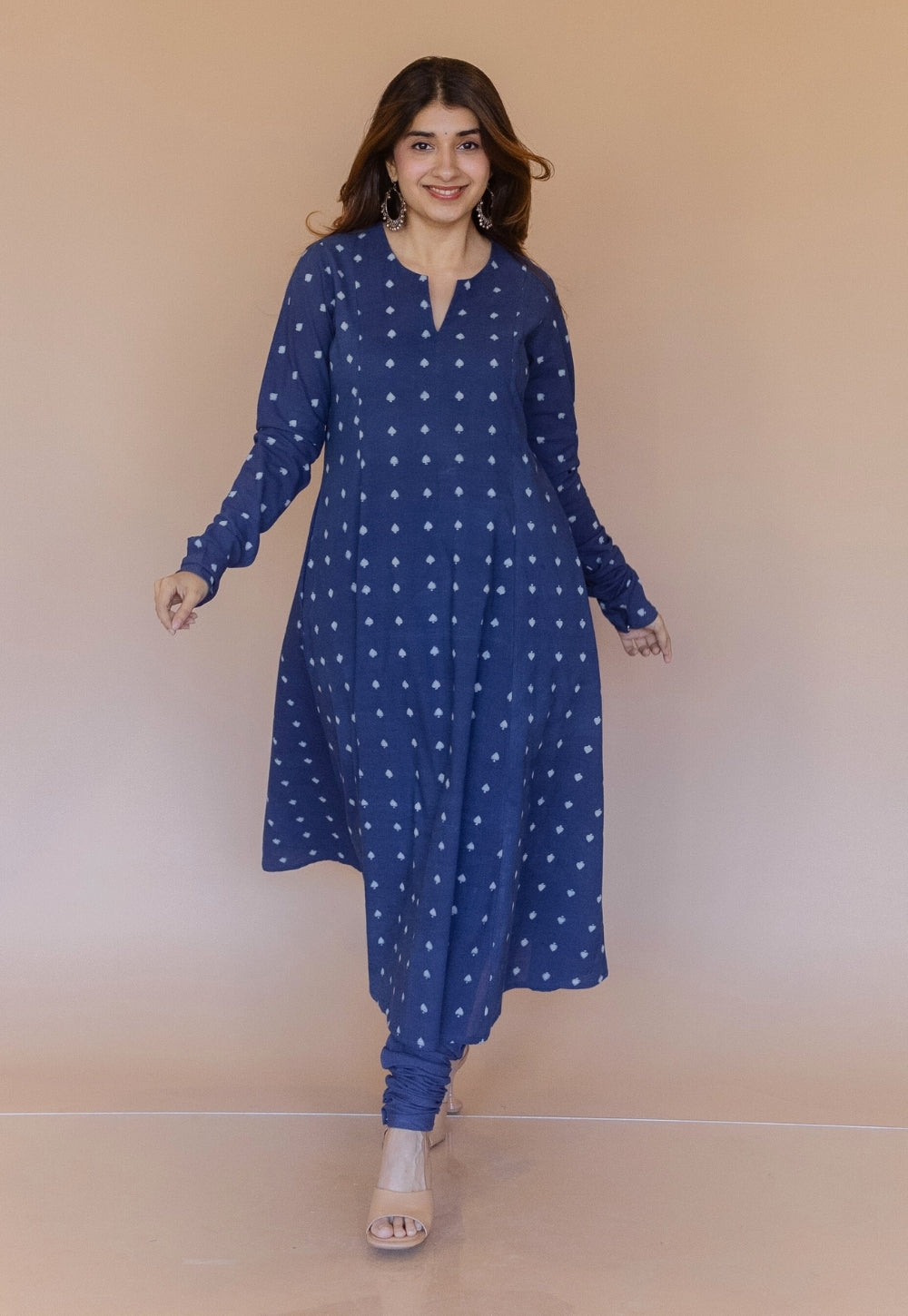 Indian Ethnic Women's Shinat Blue Dabu Cotton Kali Kurta – THE INDIAN ...