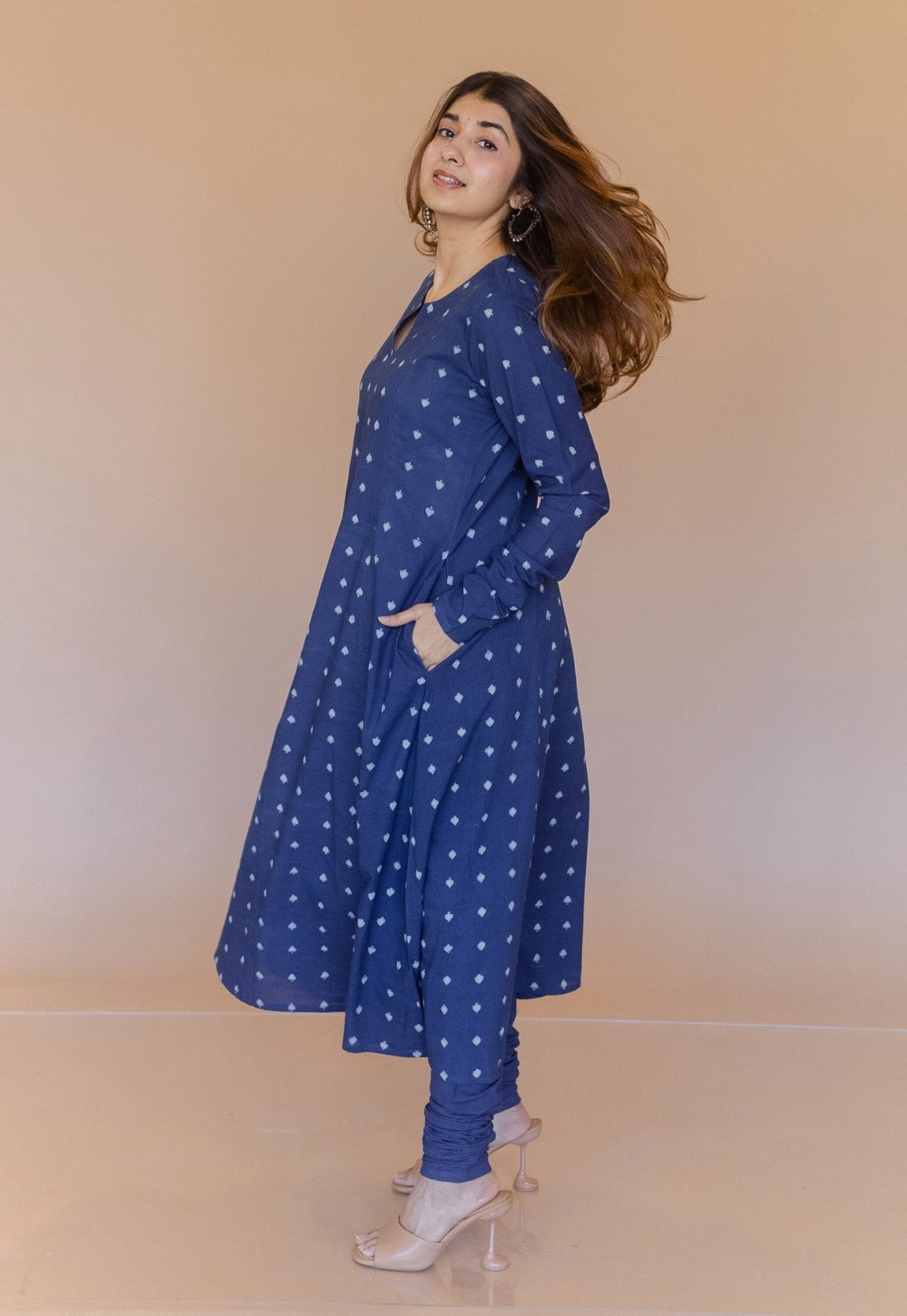 Indian Ethnic Women's Shinat Blue Dabu Cotton Kali Kurta – THE INDIAN ...