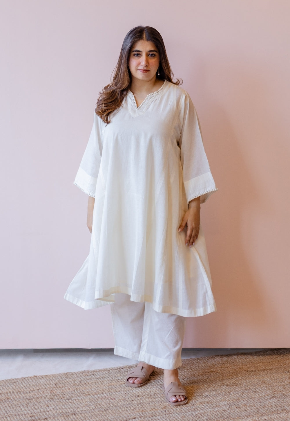 Indian Ethnic Women's Soha Off White Solid Handloom Cotton Anti-Fit ...