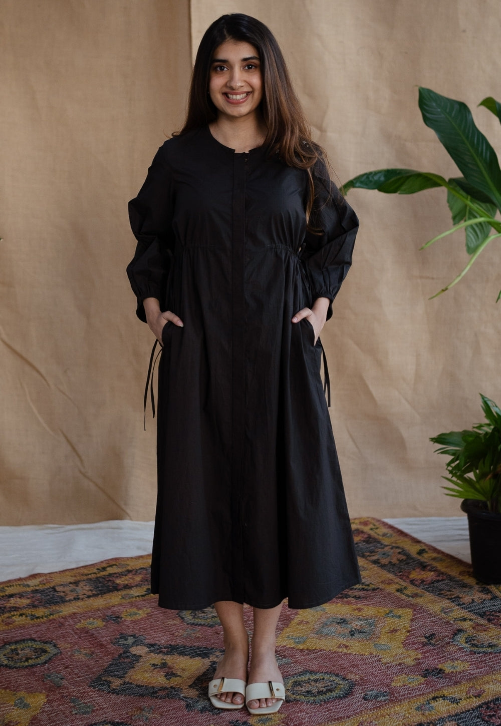 Indian Ethnic Women's TIECO DyeVerse - Black Poplin Cotton Embroidered ...