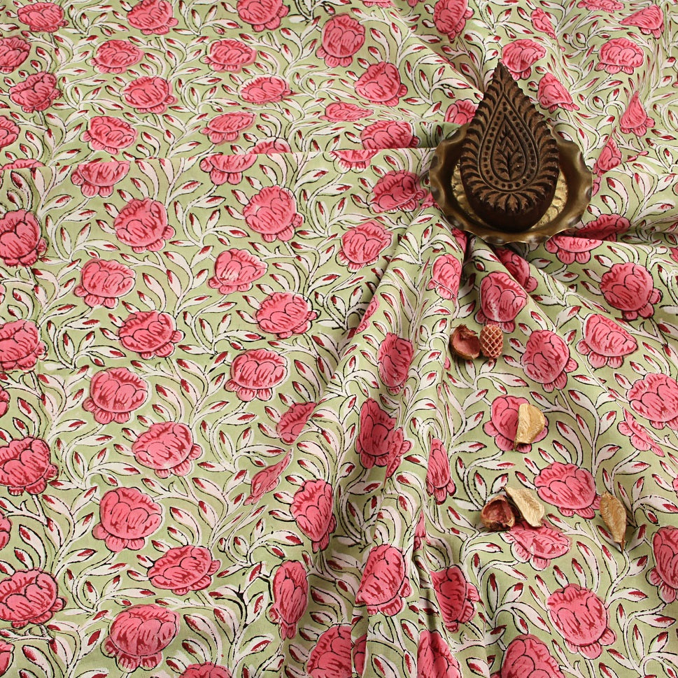 Buy Sanganeri Block Print Fabrics Online At Best Prices - The Indian ...