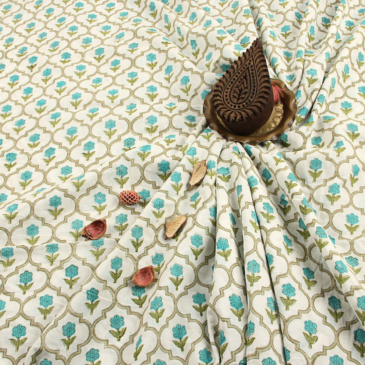 Buy Sanganeri Block Print Fabrics Online At Best Prices - The Indian ...