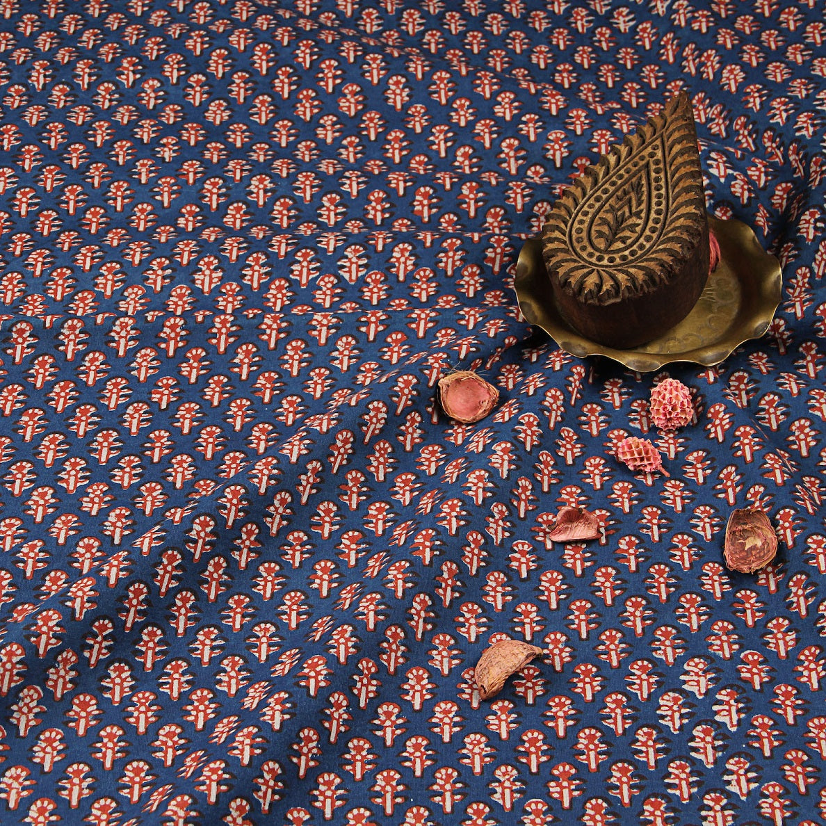 Indian Ethnic Women's Blue Butti Fadat Hand Block Print Cotton Fabric ...