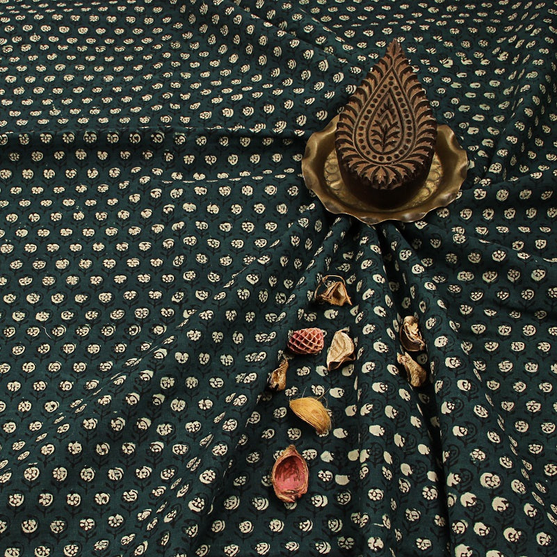 Green Butti Fadat Hand Block Print Cotton Fabric – THE INDIAN ETHNIC CO.