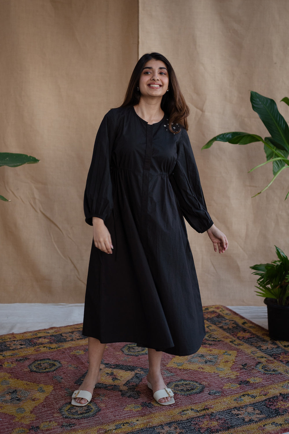 Indian Ethnic Women's TIECO DyeVerse - Black Poplin Cotton Embroidered ...