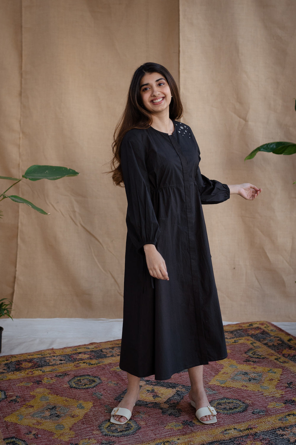 Indian Ethnic Women's TIECO DyeVerse - Black Poplin Cotton Embroidered ...