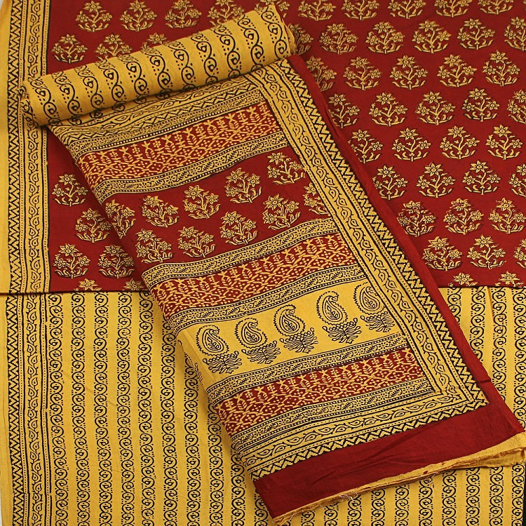 The Indian Ethnic Co's Bagh Hand Block Printed Cotton 3 Piece ...