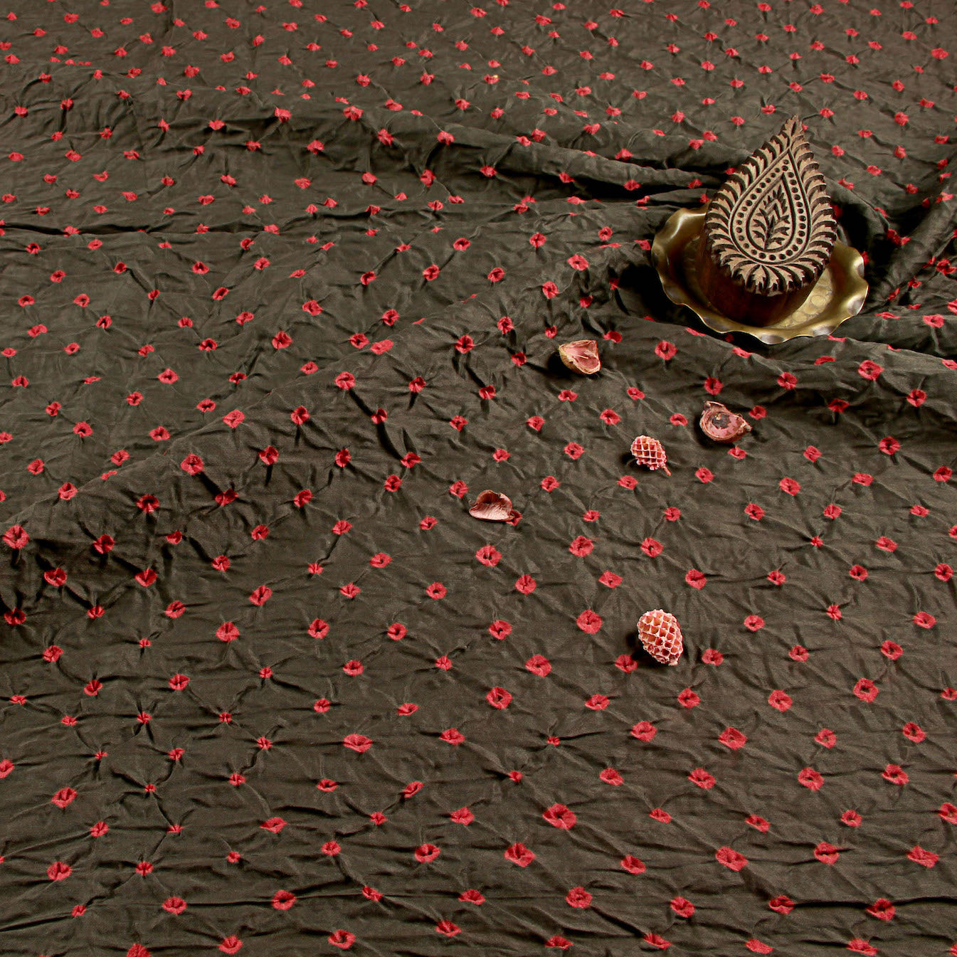 Brown Cotton Bandhej Fabric – THE INDIAN ETHNIC CO.